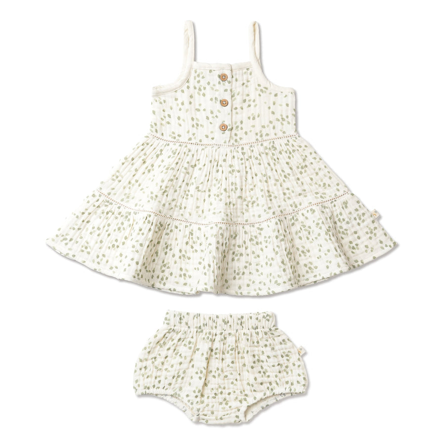 Organic Buttoned Tiered Dress - Petals by Makemake – Pi Baby Boutique