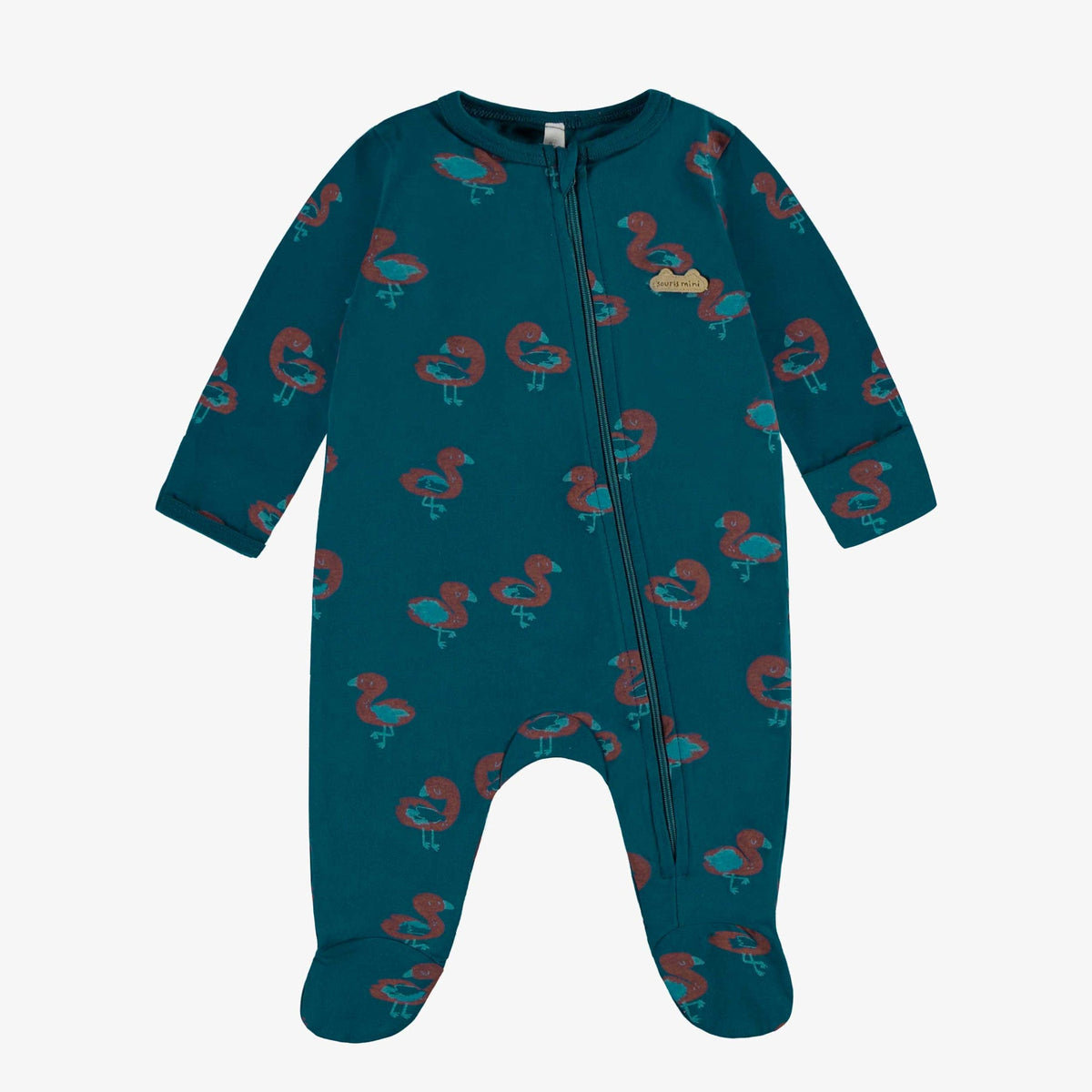 Turquoise one-piece pajamas - Flamingo by Sourismini – Pi Baby Boutique